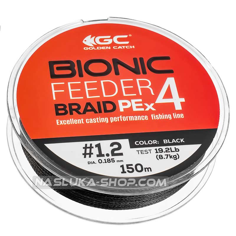 Плетено влакно за фидер риболов Golden Catch Bionic Feeder x4 Black ...